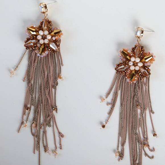 LOOK AROUND | Jewelry | Nwt Gold Flower Shape Chain Hanging Danglers ...